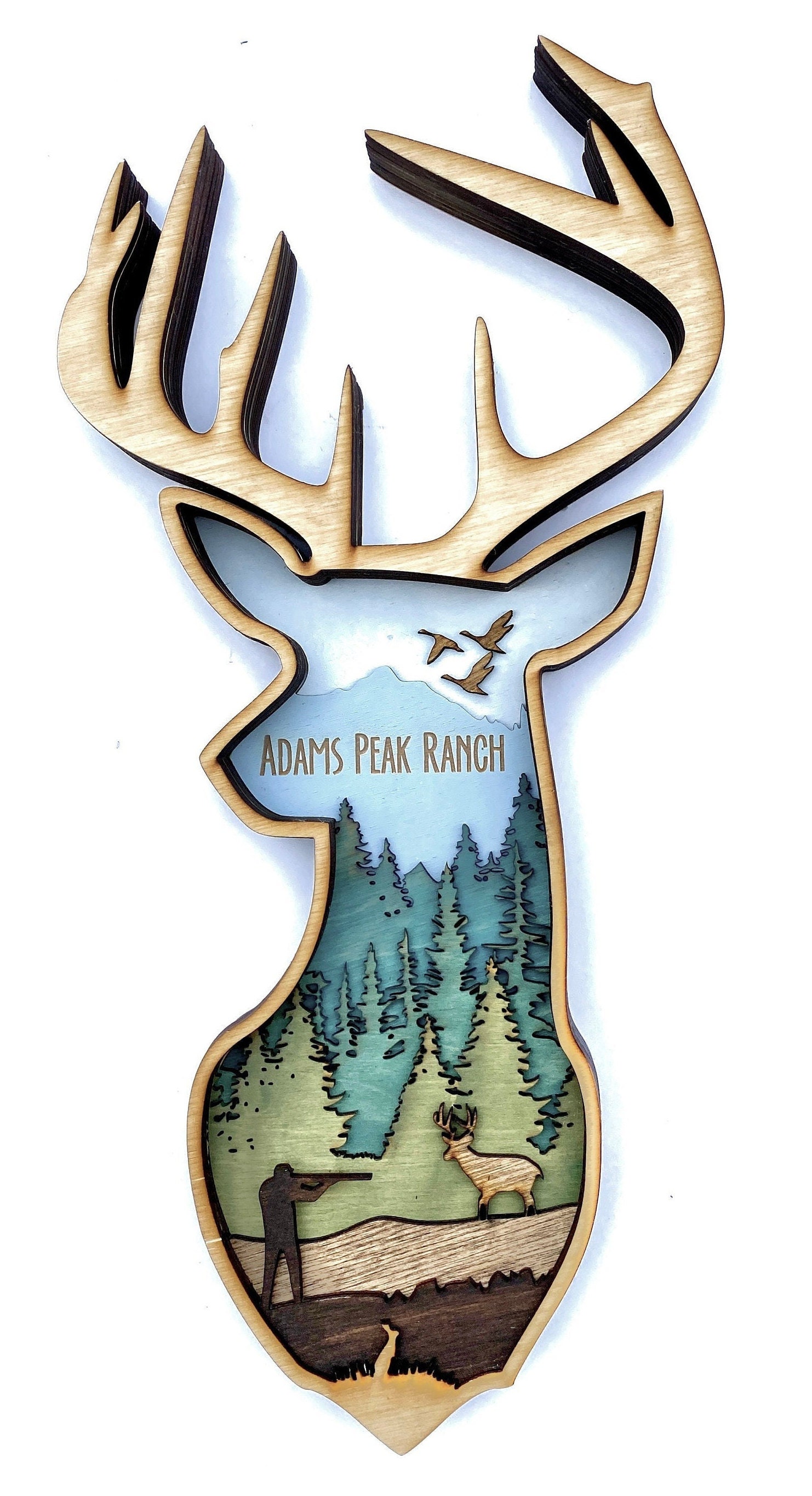 Deer Hunting Wooden Sign 3D Layered Hunting Scene Father's | Etsy
