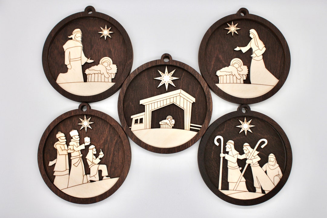 Layered Nativity Ornament Set, Simple, Stained, Elegant - Etsy