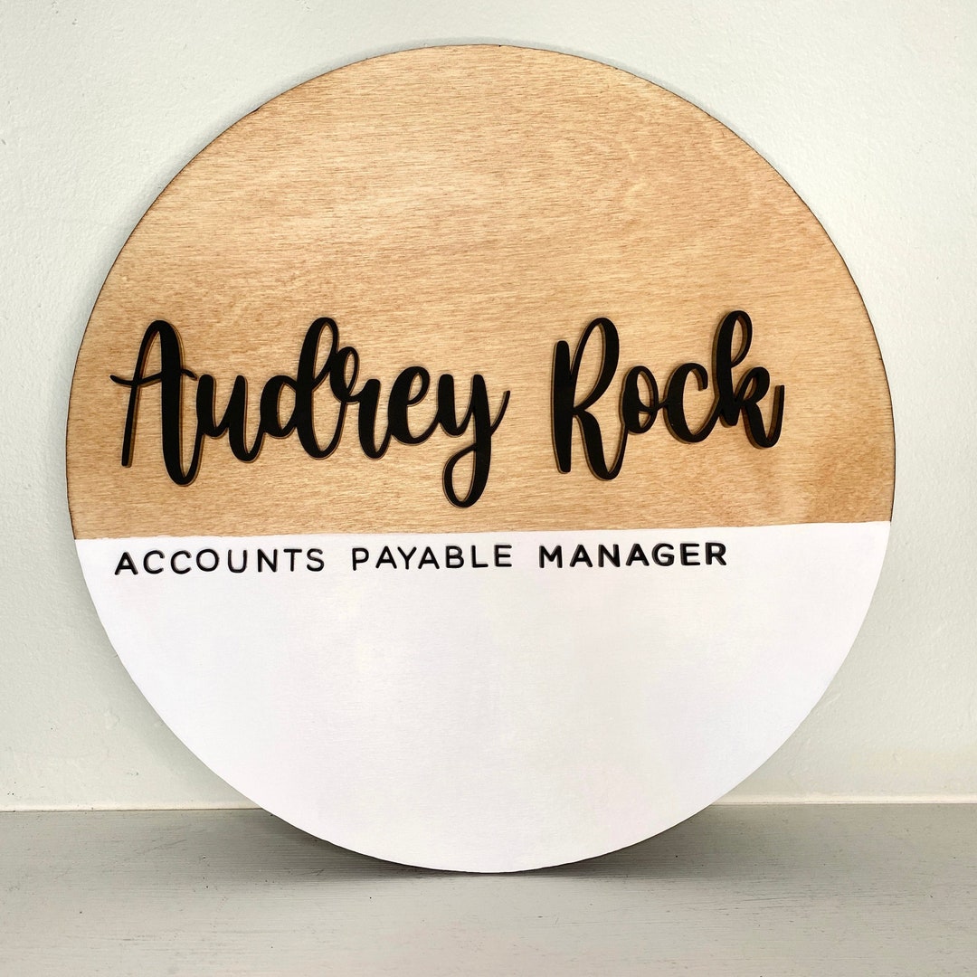 Custom Name and Title 3D Round Sign Wood Circle Wall Sign, Office Door ...