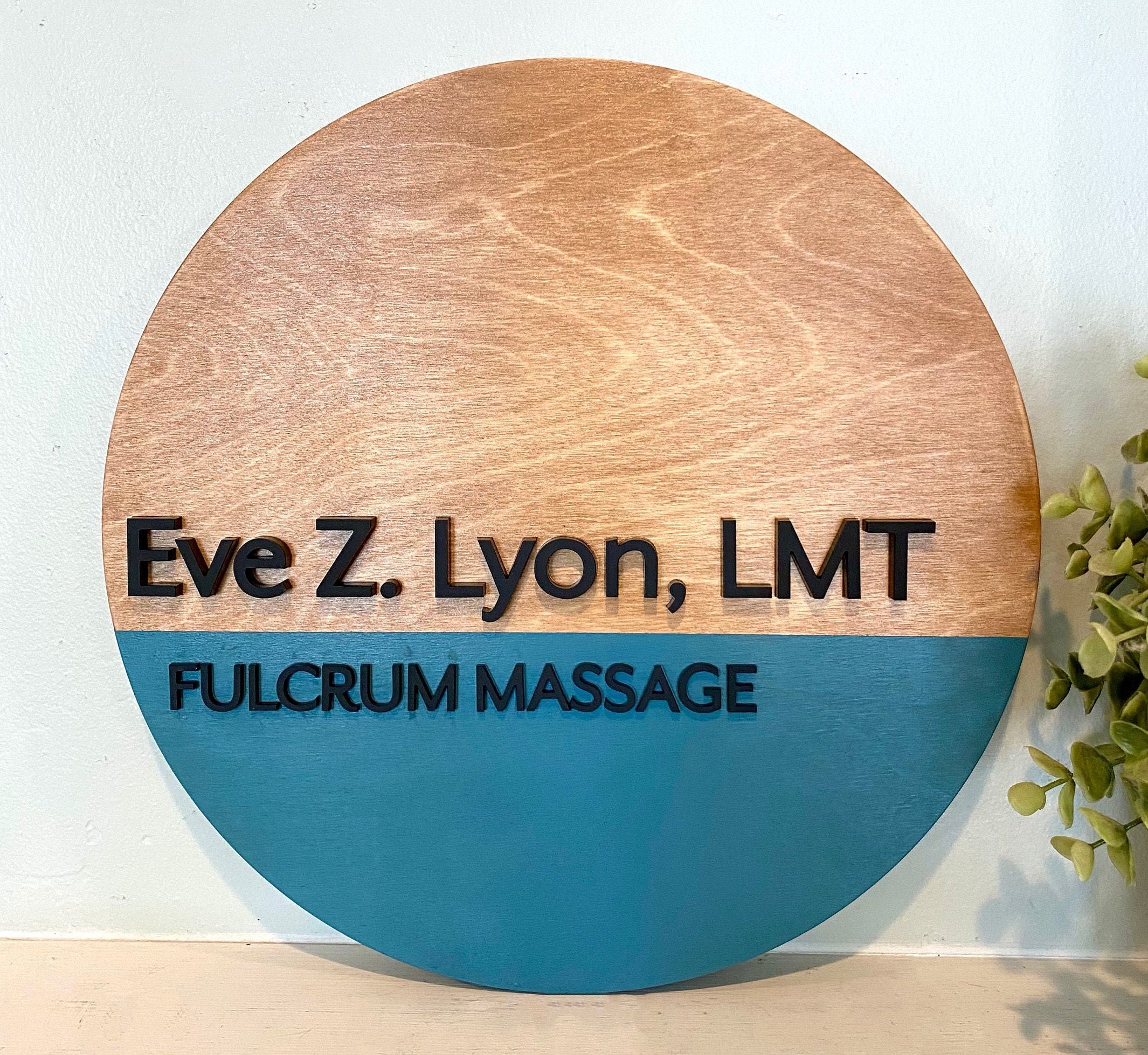 Custom Name and Title 3D Round Sign Wood Circle Wall Sign, Office Door ...