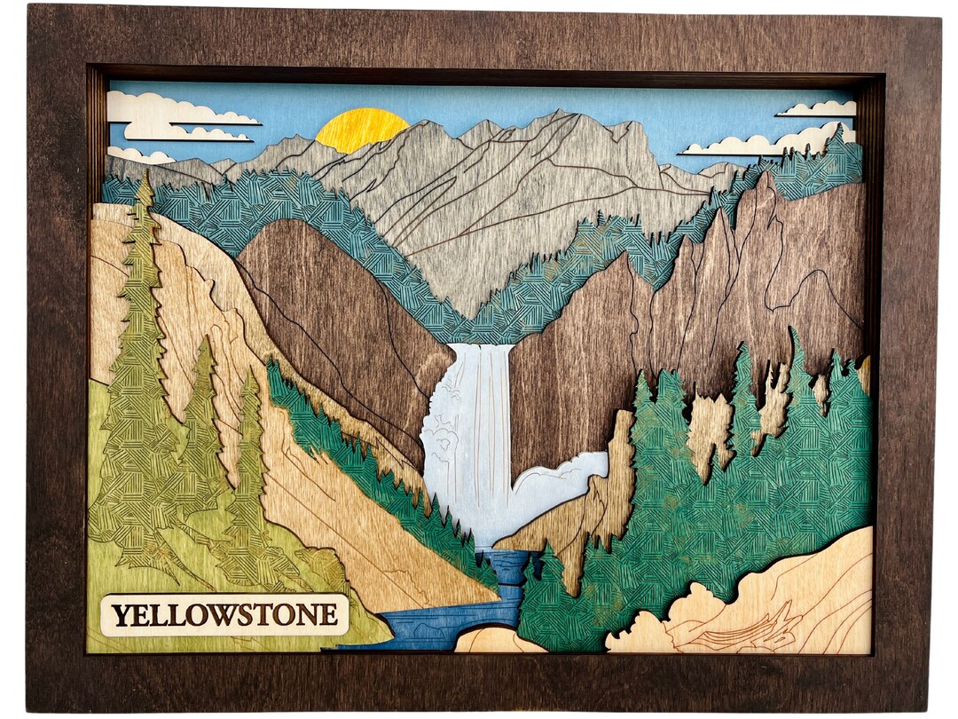 Yellowstone National Park Wall Art Decor Shadowbox Style, Layered in ...