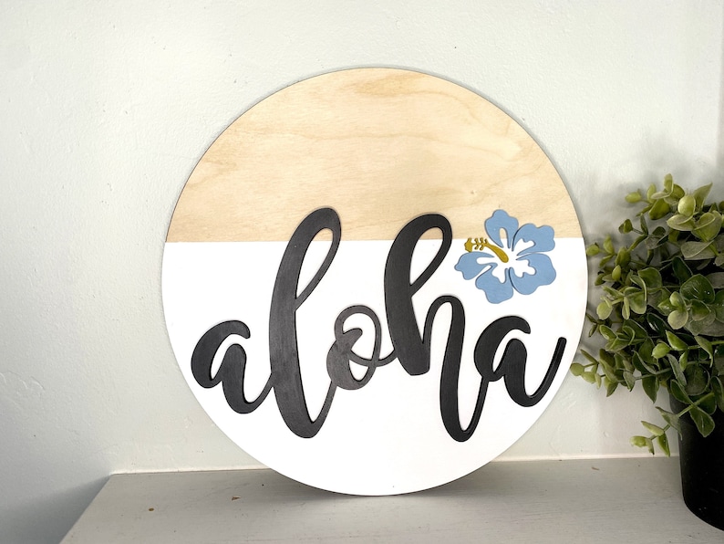 Aloha Hawaiian Hello Welcome 3D Wooden Round Door Sign - Etsy