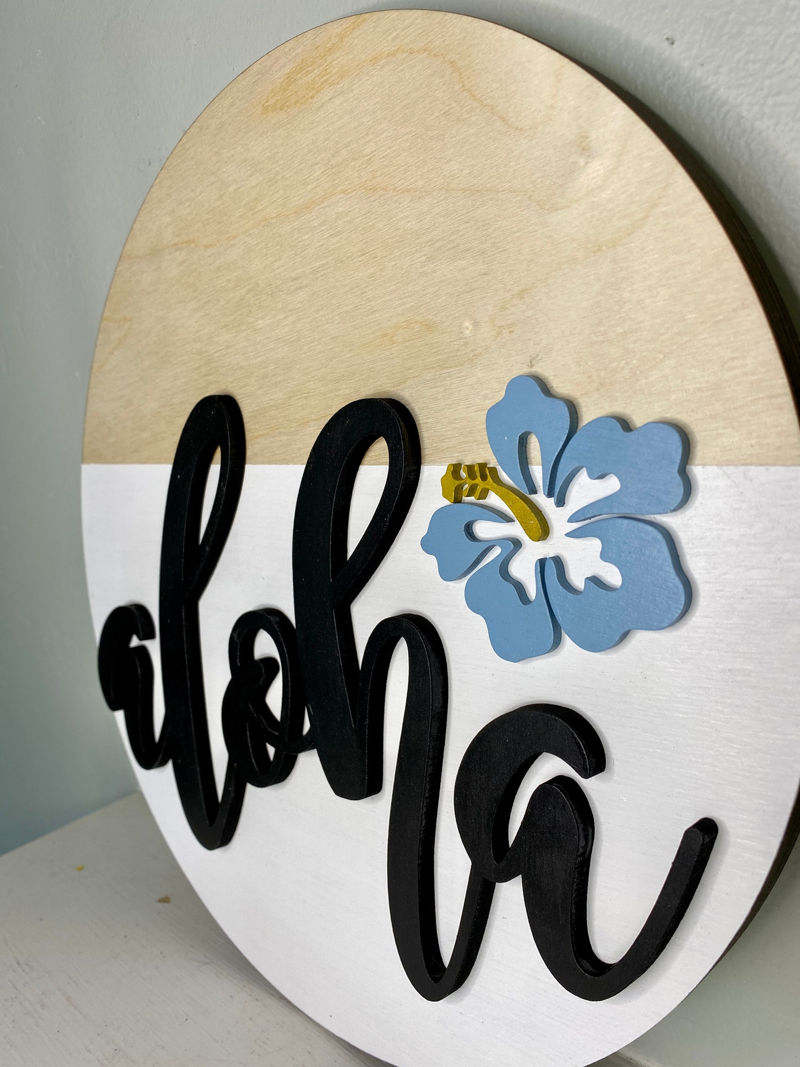 Aloha Hawaiian Hello Welcome 3D Wooden Round Door Sign - Etsy