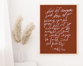 Bible Verse Art Print, Printable Art, Handwritten Art Print, Jesus ...