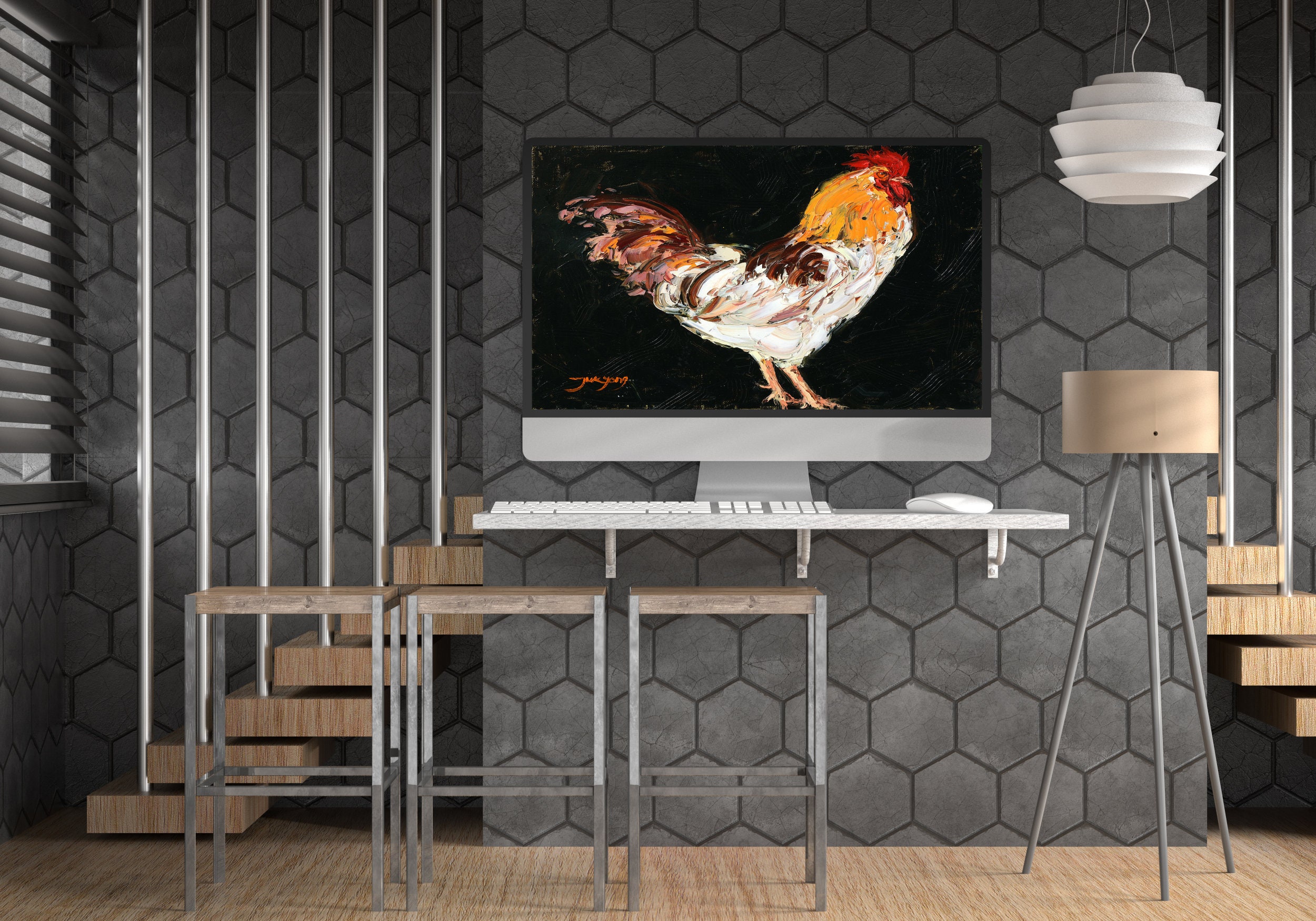 Modern Farmhouse Kitchen Decor Chicken Wall Art Rooster Drawing Hen ...
