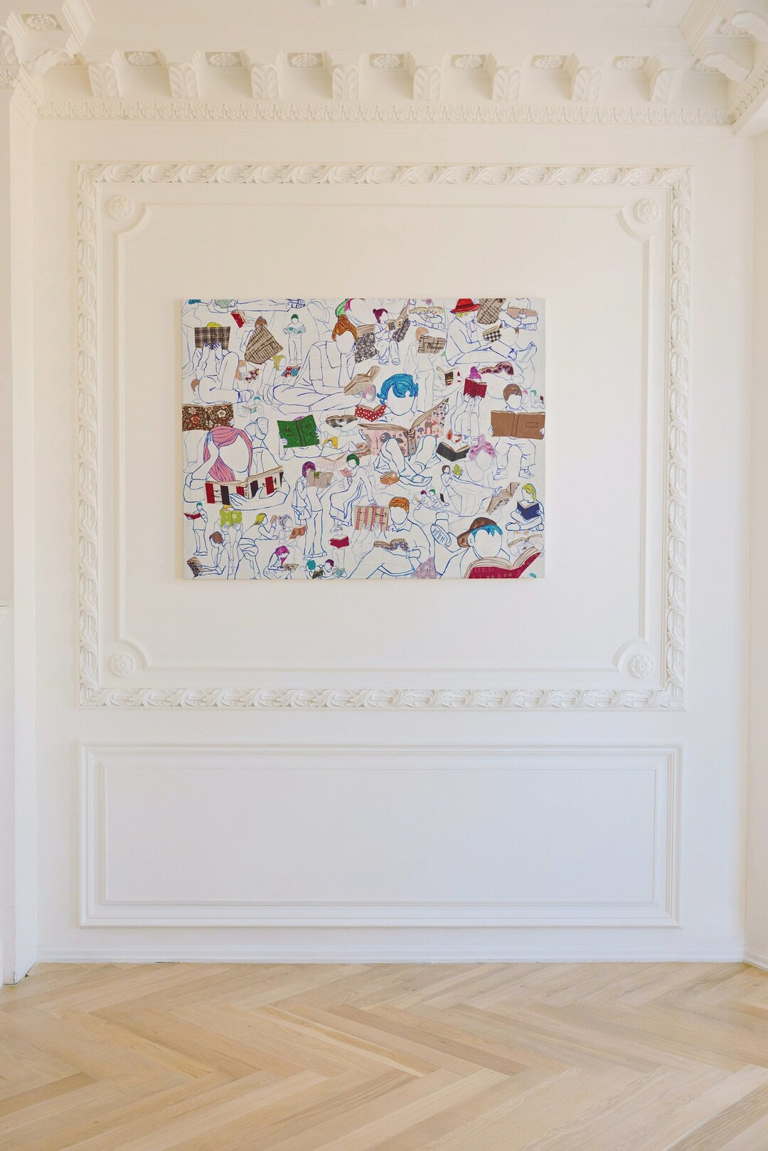 Reading Collage Art - Digital Download, Whimsical Readers Illustration ...