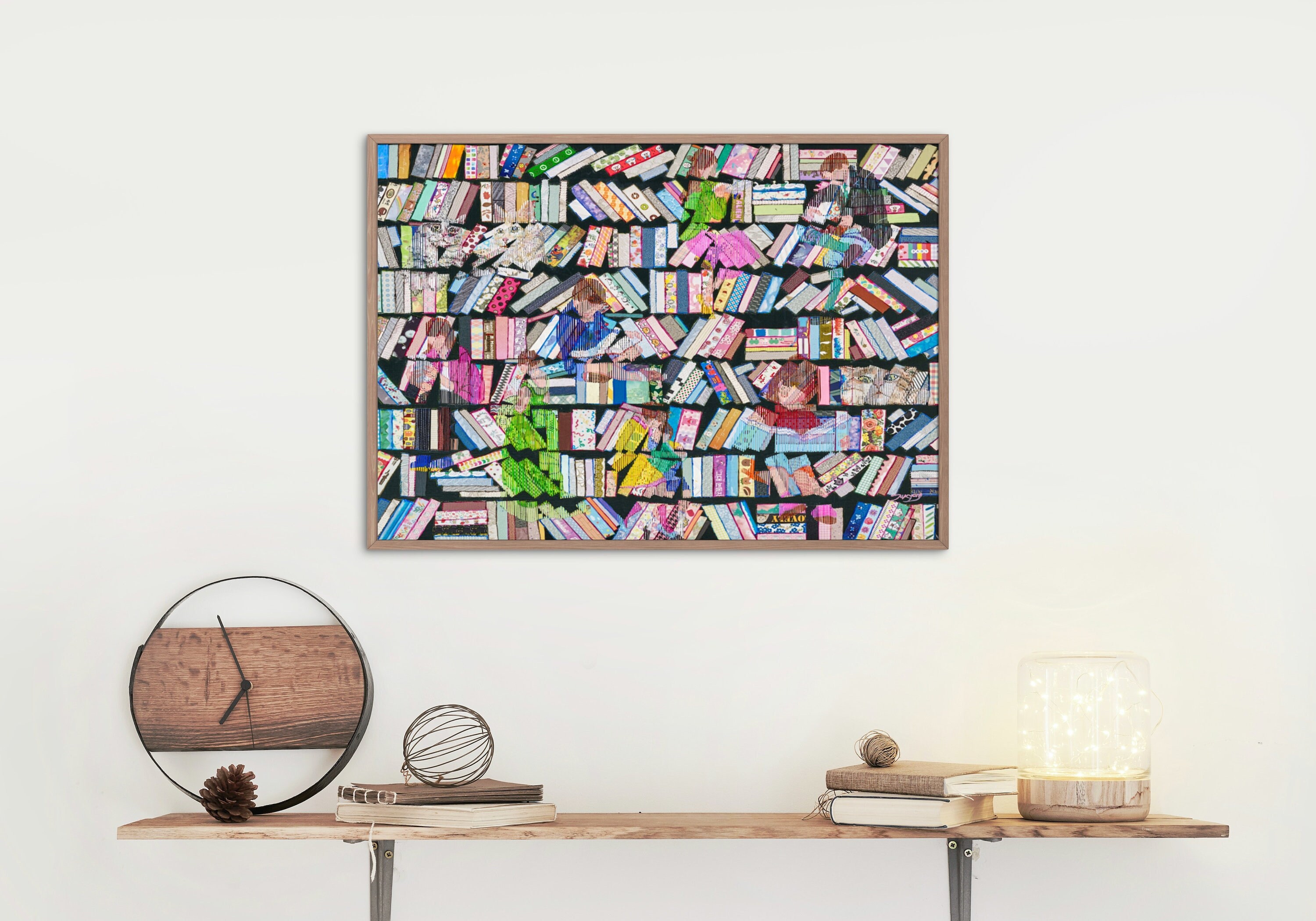 Happy Time My Book Cafe Office Wall Art Decor Bookshelf Poster Library ...