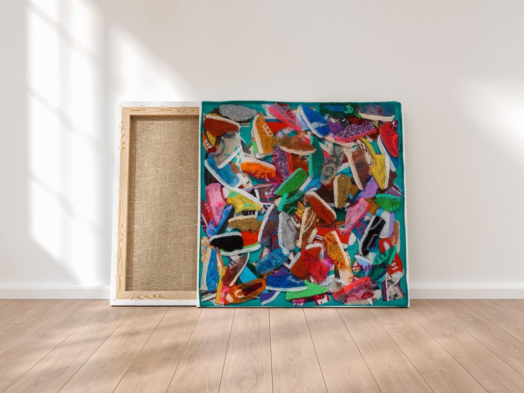 Colorful Shoe Collage Art - Abstract Digital Download, Textured ...