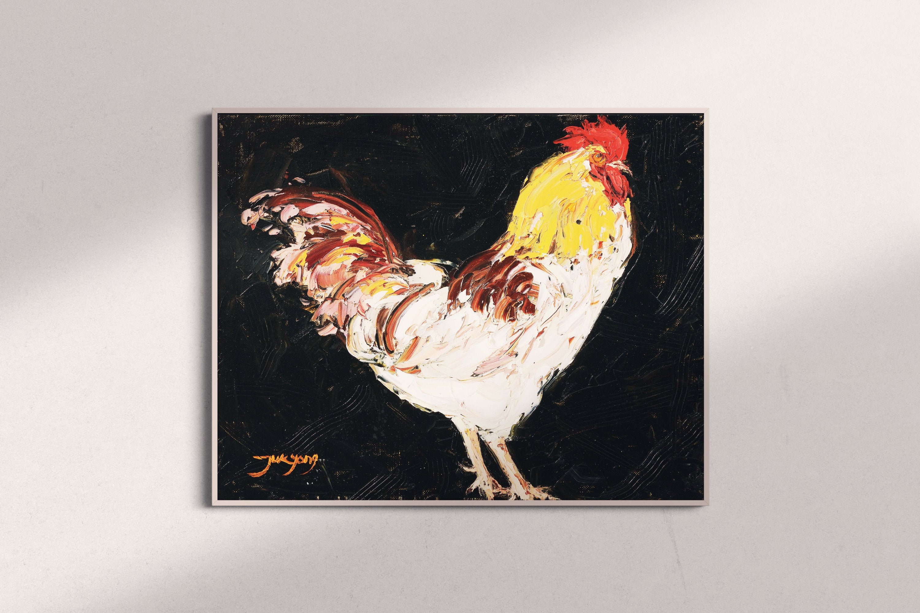 Modern Farmhouse Kitchen Decor Chicken Wall Art Rooster Drawing Hen ...