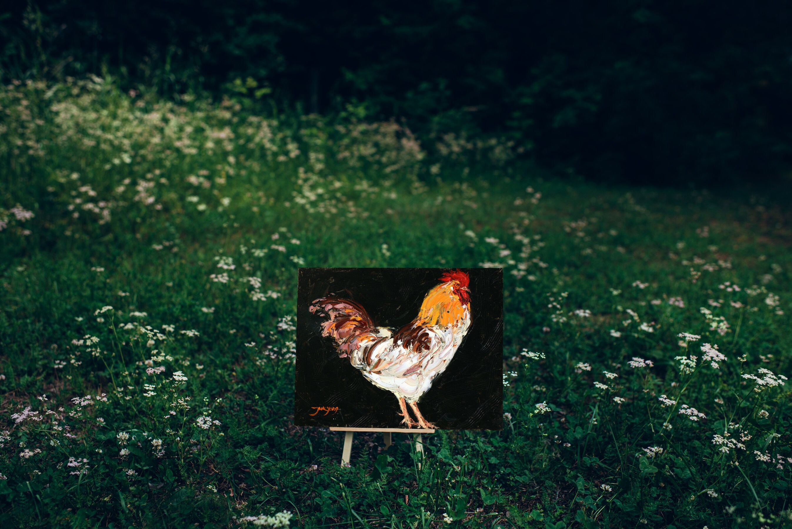 Modern Farmhouse Kitchen Decor Chicken Wall Art Rooster Drawing Hen ...