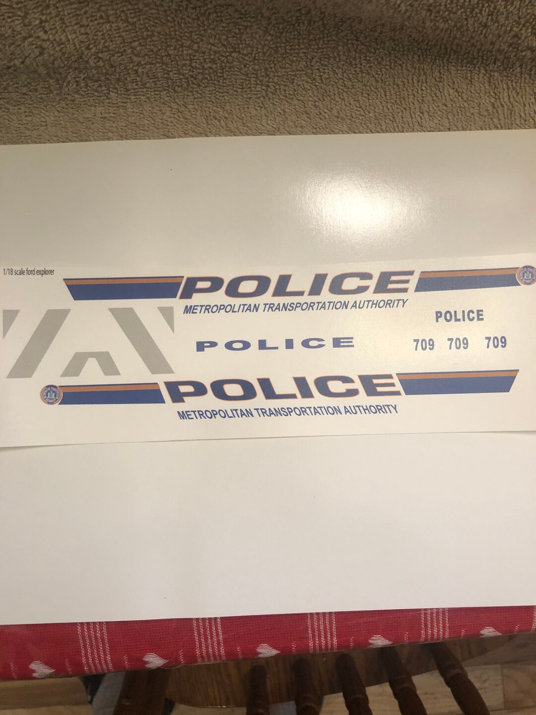 1/18 Scale New York MTA Police Dept Waterslide Decal to Fit 1/18 Scale ...