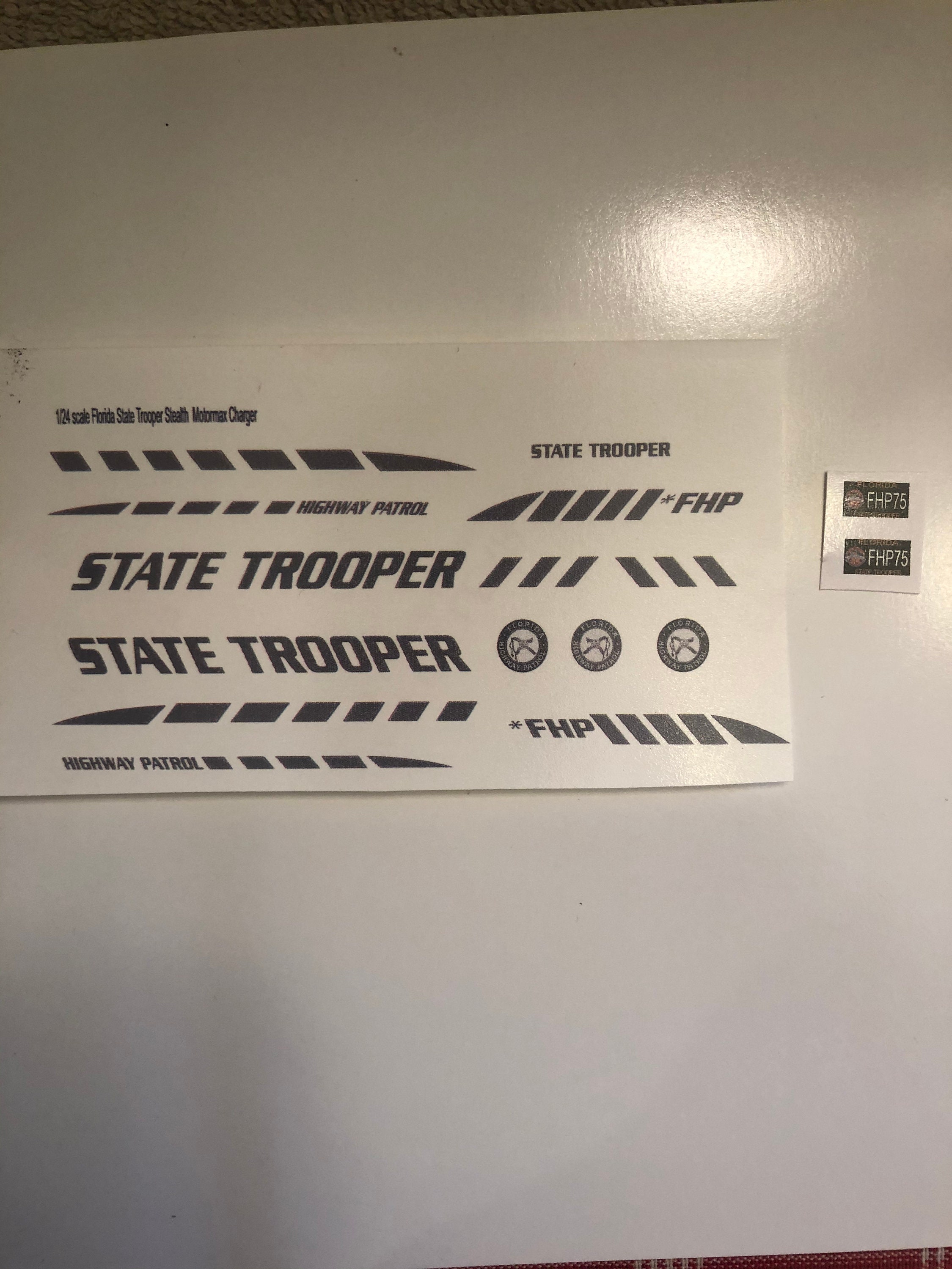 1/24 Scale Stealth Florida State Trooper Waterslide Decal to Fit 1/24 ...
