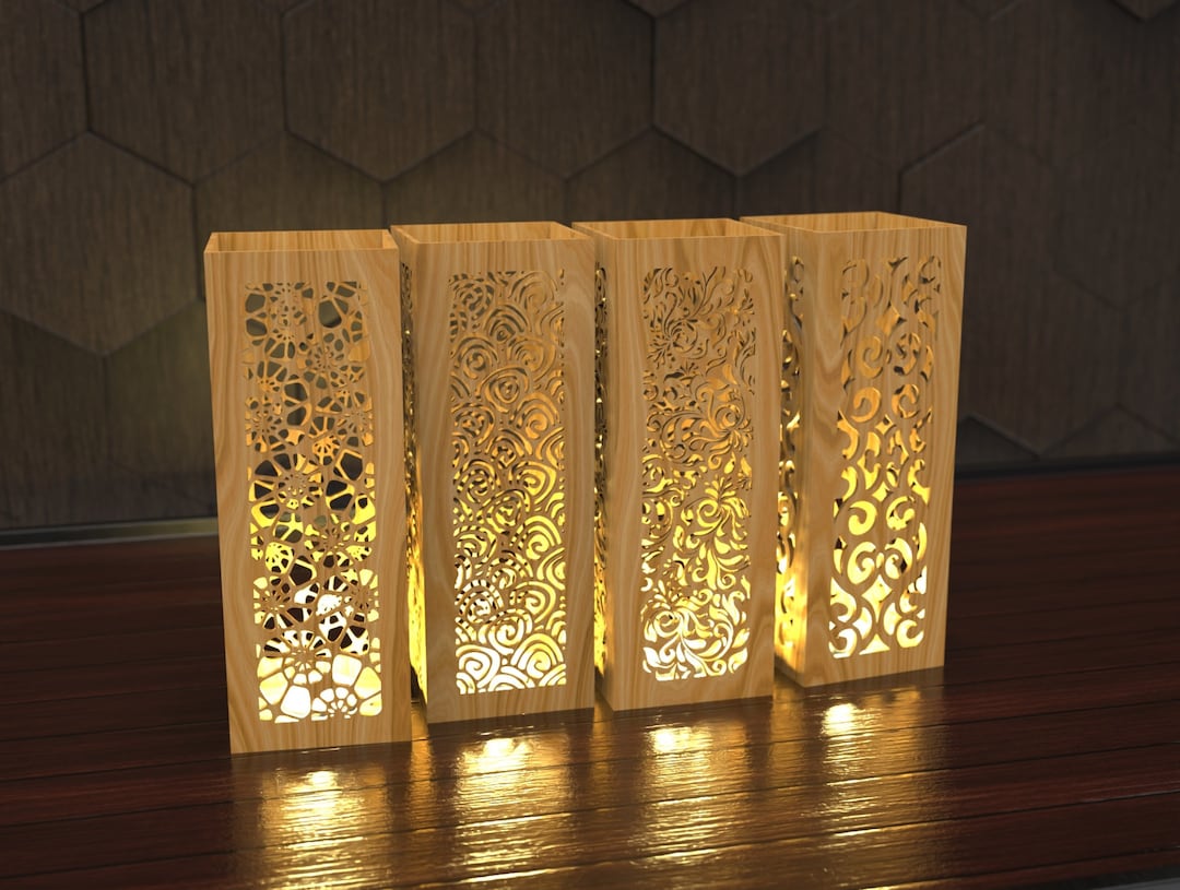 Lampe de table en bois 8 découpé au laser fichier svg Glowforge ...