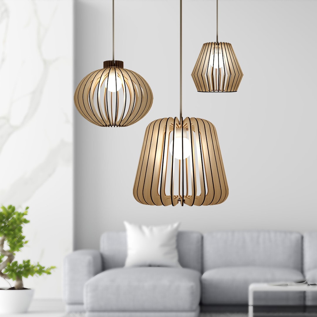 Laser Cut Decorative Pendant Lamps Bundle Svg Template Glowforge Wooden ...