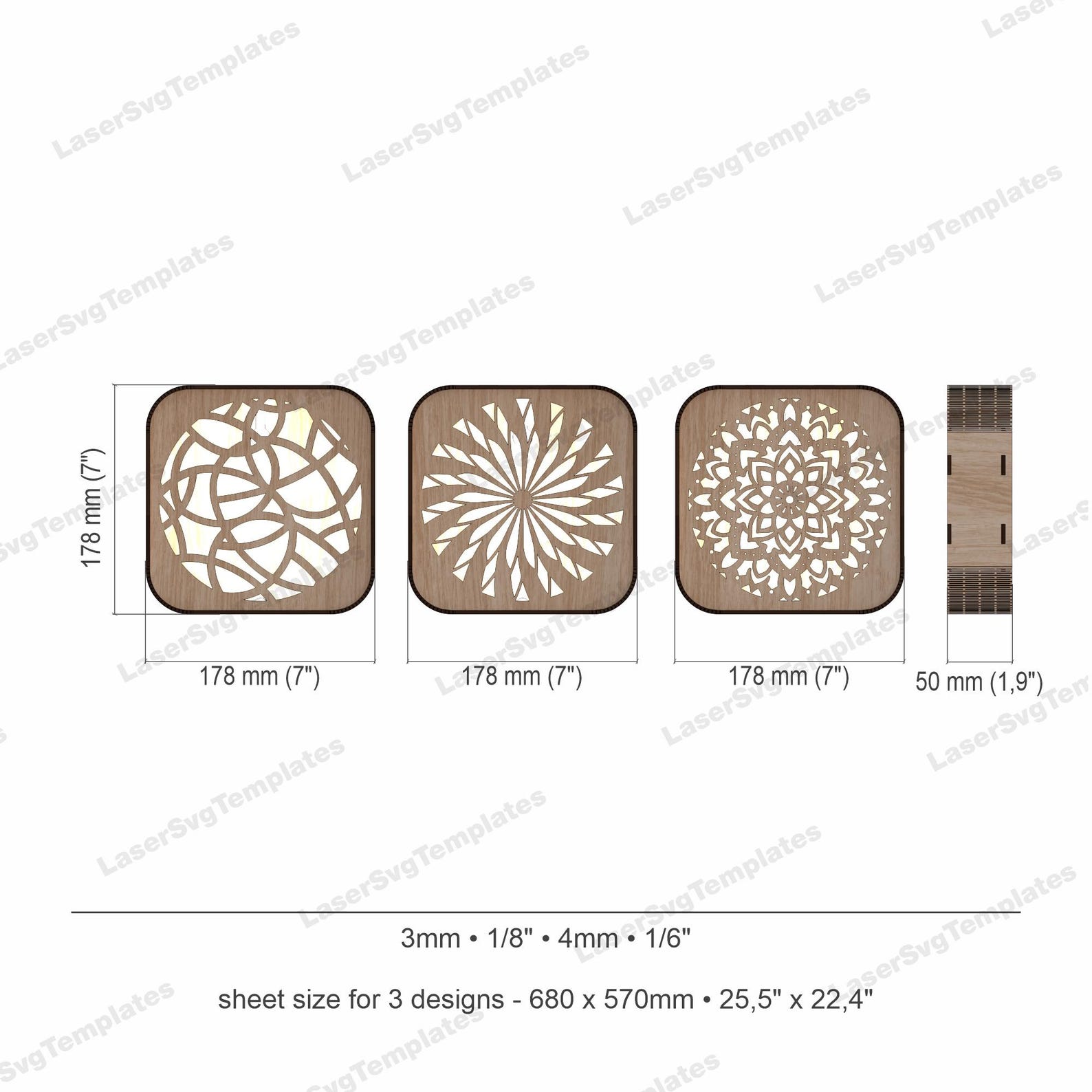 Geometry Night Light Lamp Laser Cut Svg File Glowforge Wooden Square ...