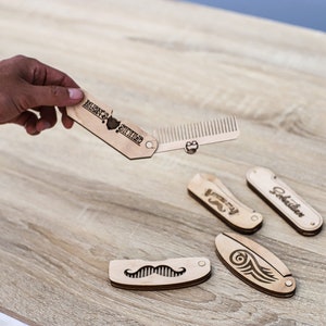 Laser Cut Wooden Combs Svg Bundle Glowforge Beard Comb Set of 5 Svg ...
