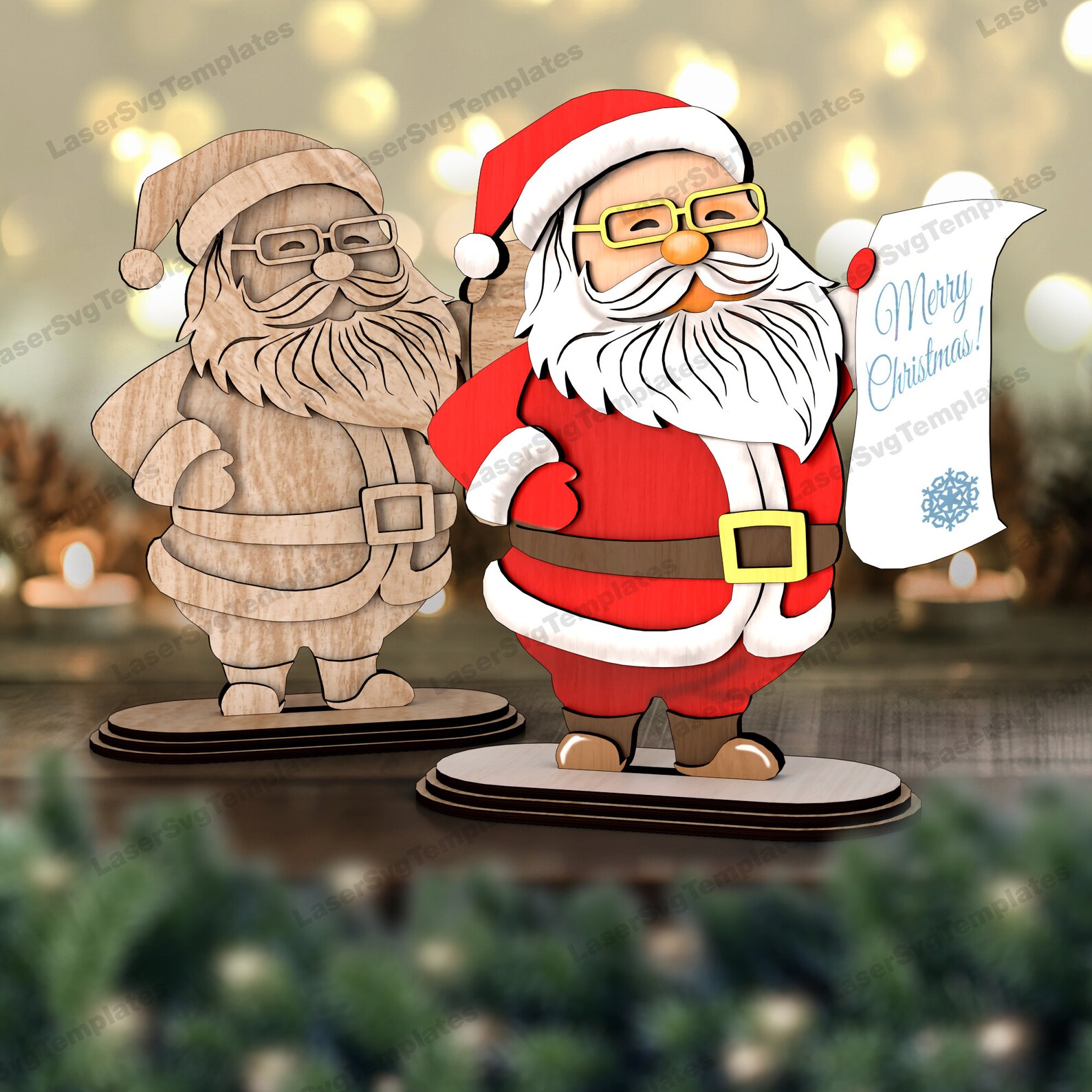 Christmas Standing Santa Decoration Svg Laser Cut File Glowforge ...