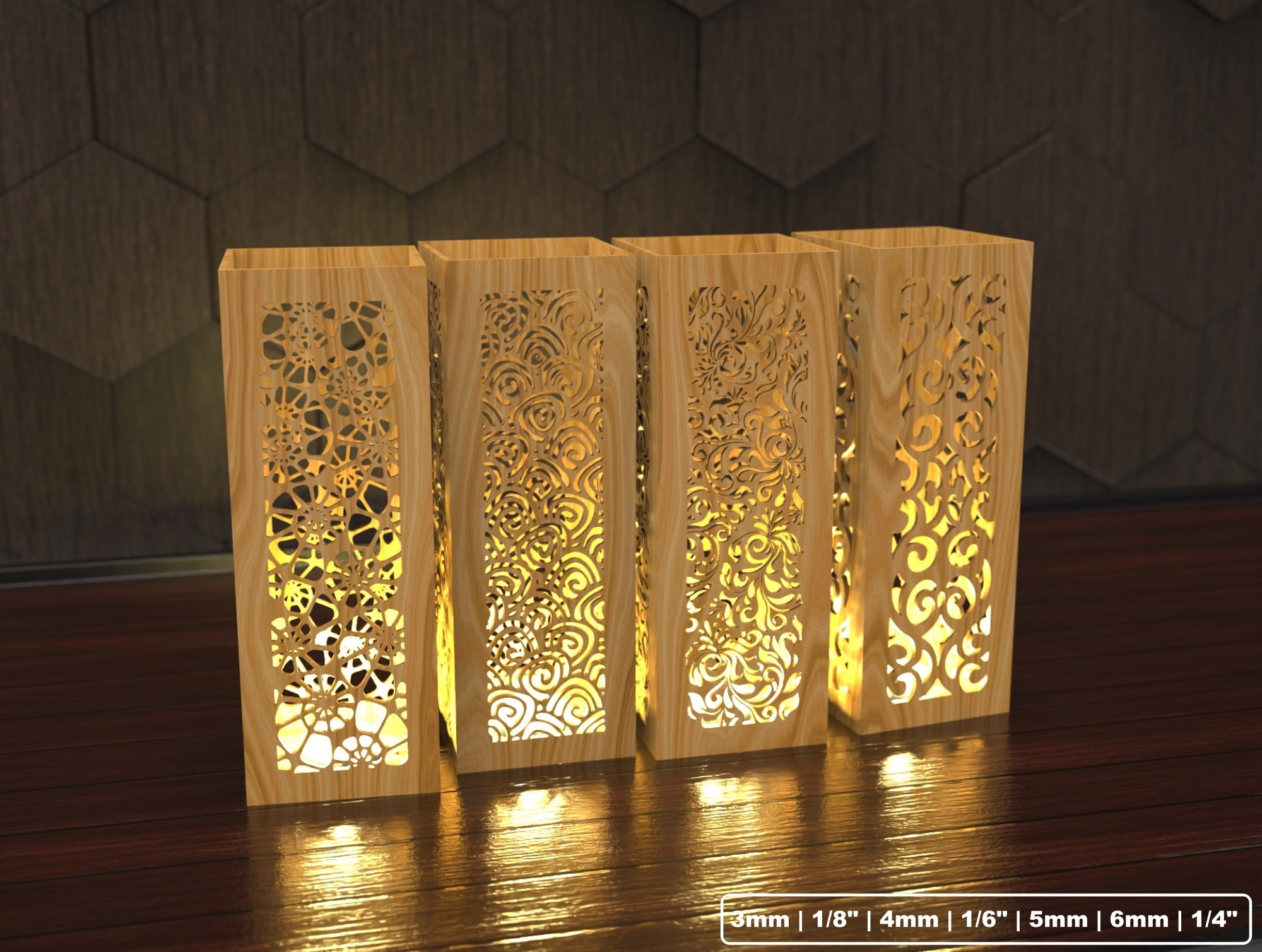 Laser Cut Wooden 8 Table Lamp Svg Dxf File Glowforge Candle - Etsy UK