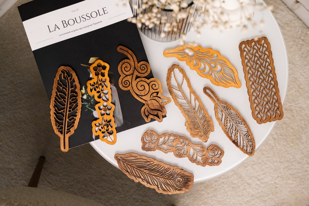 Laser Cut 9 Wooden Bookmarks Svg Bundle Glowforge Bookmarks Pattern Cnc ...