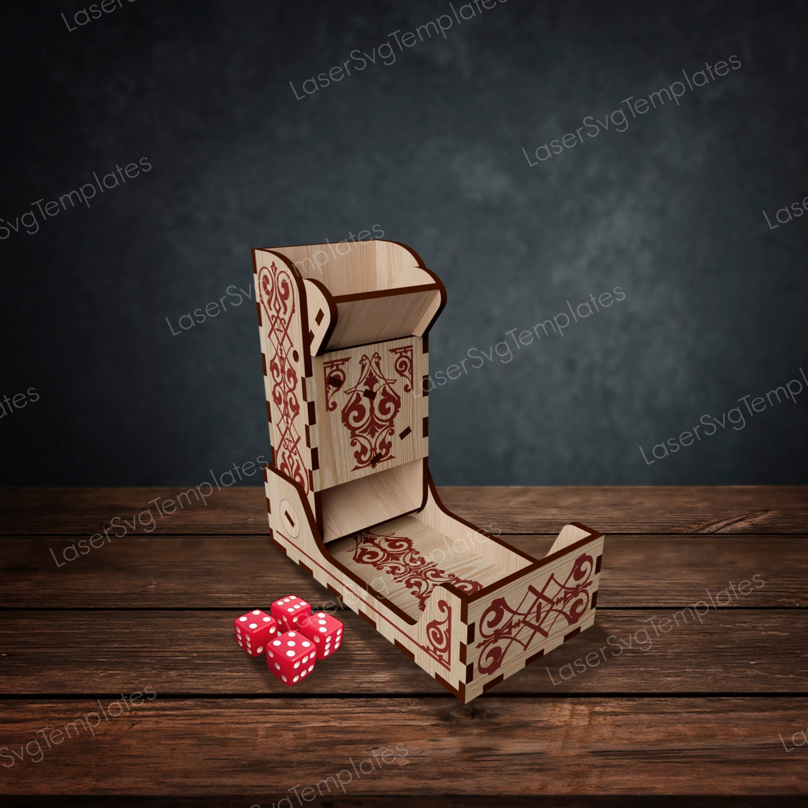 Laser Cut Folding Dice Tower Svg Template Glowforge Game Dice Tower ...