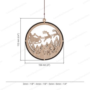 Laser Cut Christmas Round Tree Ornaments Svg File Glowforge Christmas ...