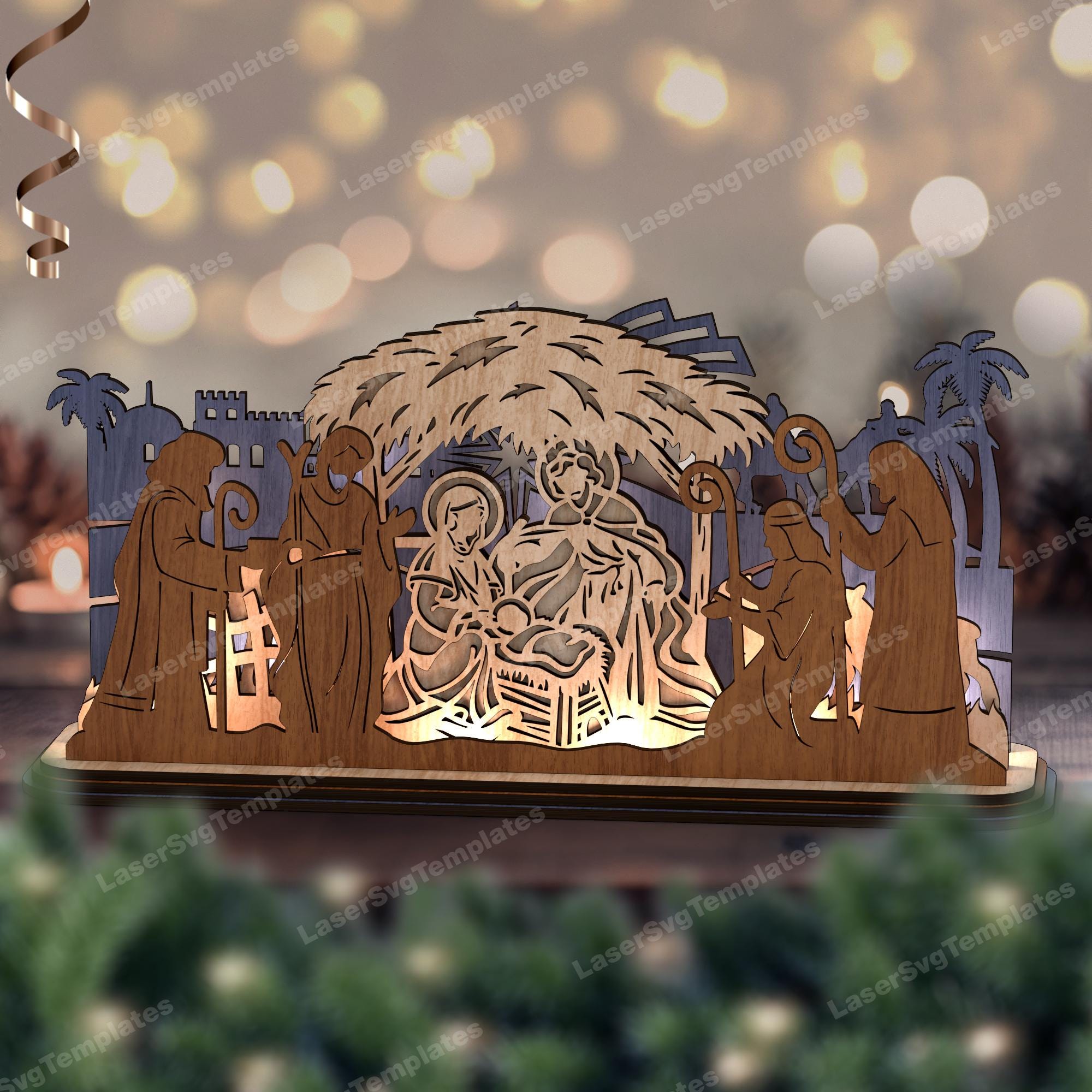 Nativity Scene Table Decor Laser Cut Svg File Glowforge Nativity ...