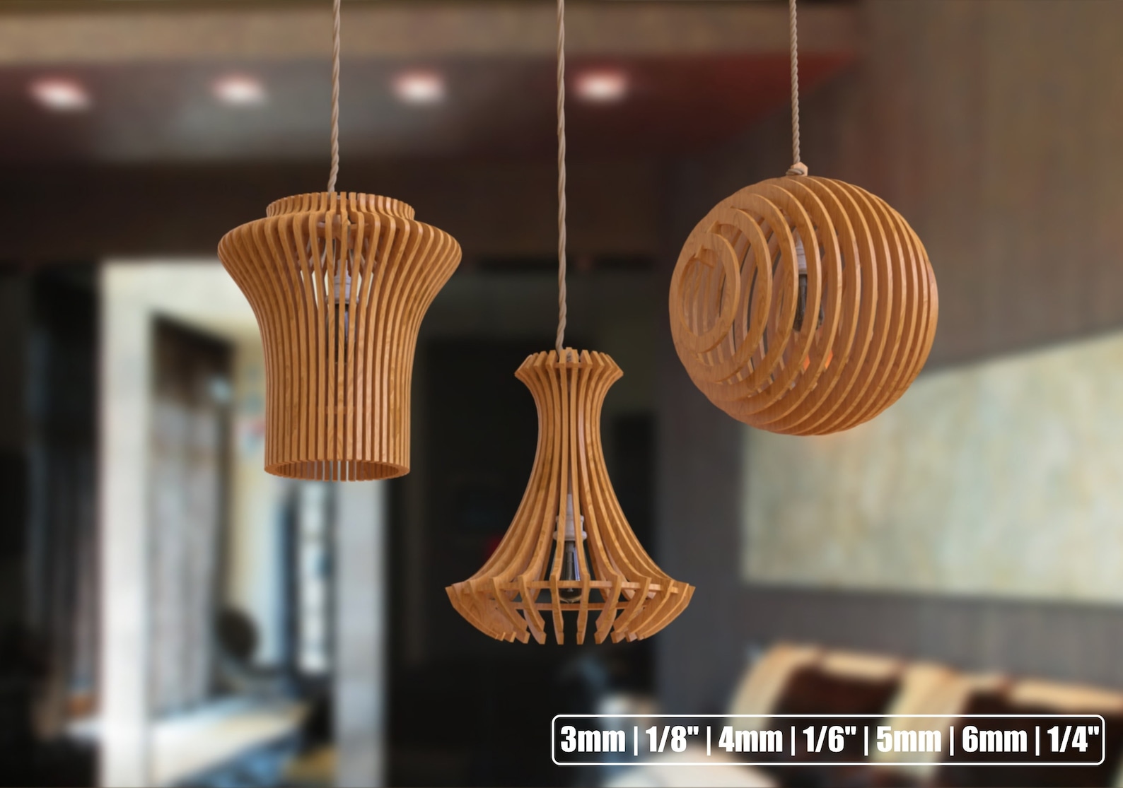 Laser Cut Decorative Pendant Lamps Bundle Svg Template Glowforge Wooden ...