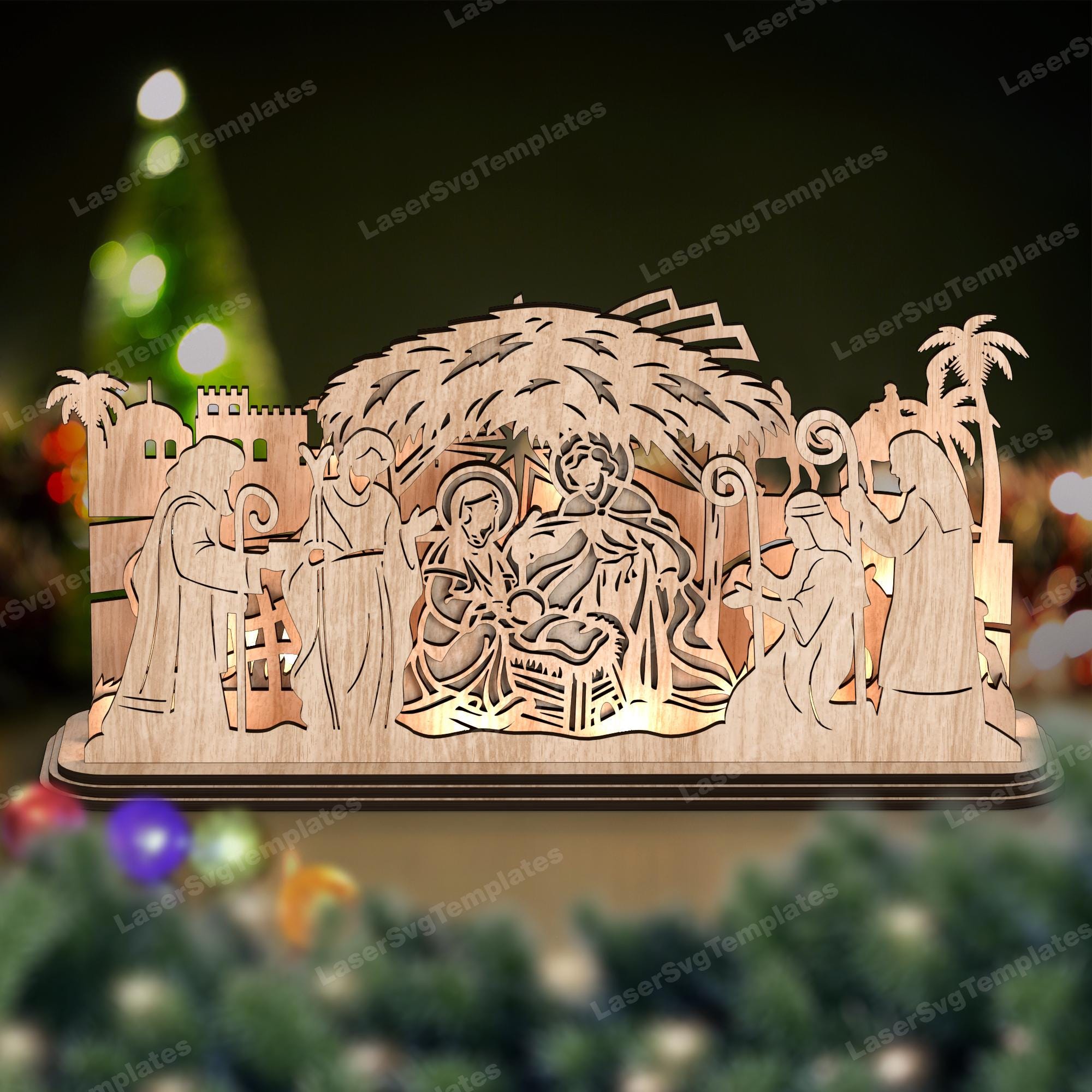 Nativity Scene Table Decor Laser Cut Svg File Glowforge Nativity ...