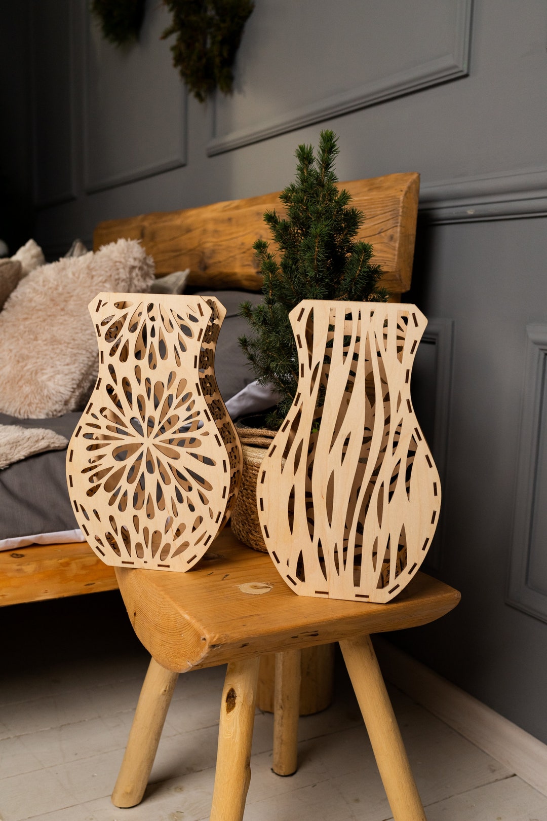 Wooden Flowers Vase Svg Laser Cut File Glowforge Vase Decor Svg Cricut ...