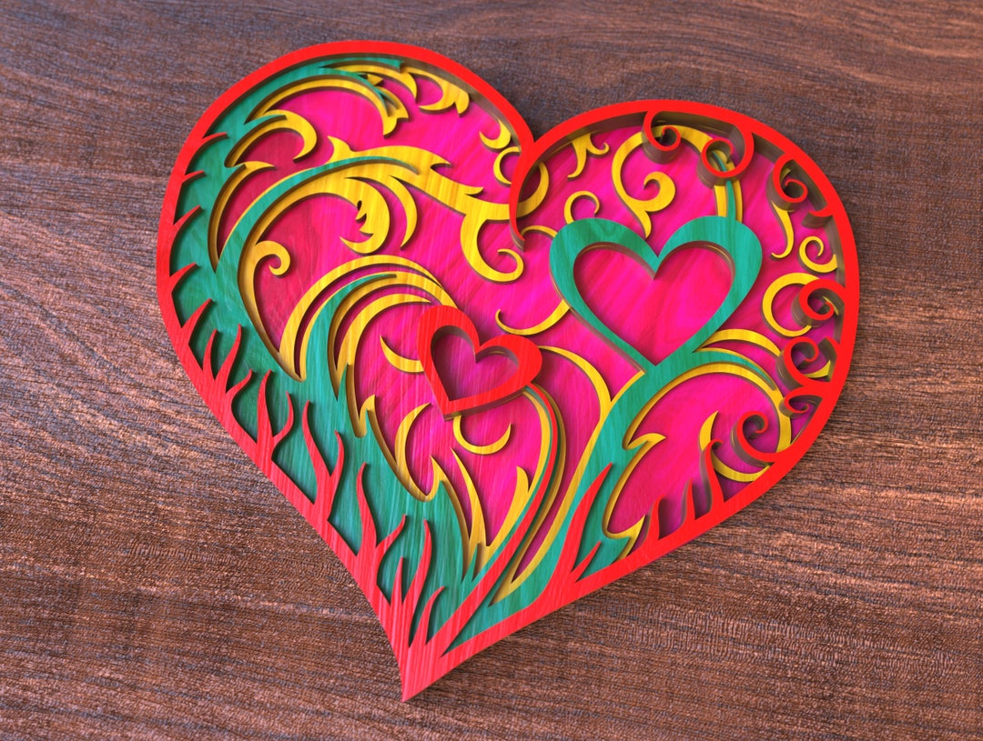 Multilayer Mandala Love Heart Laser Cut Svg File Glowforge 3D Multi ...