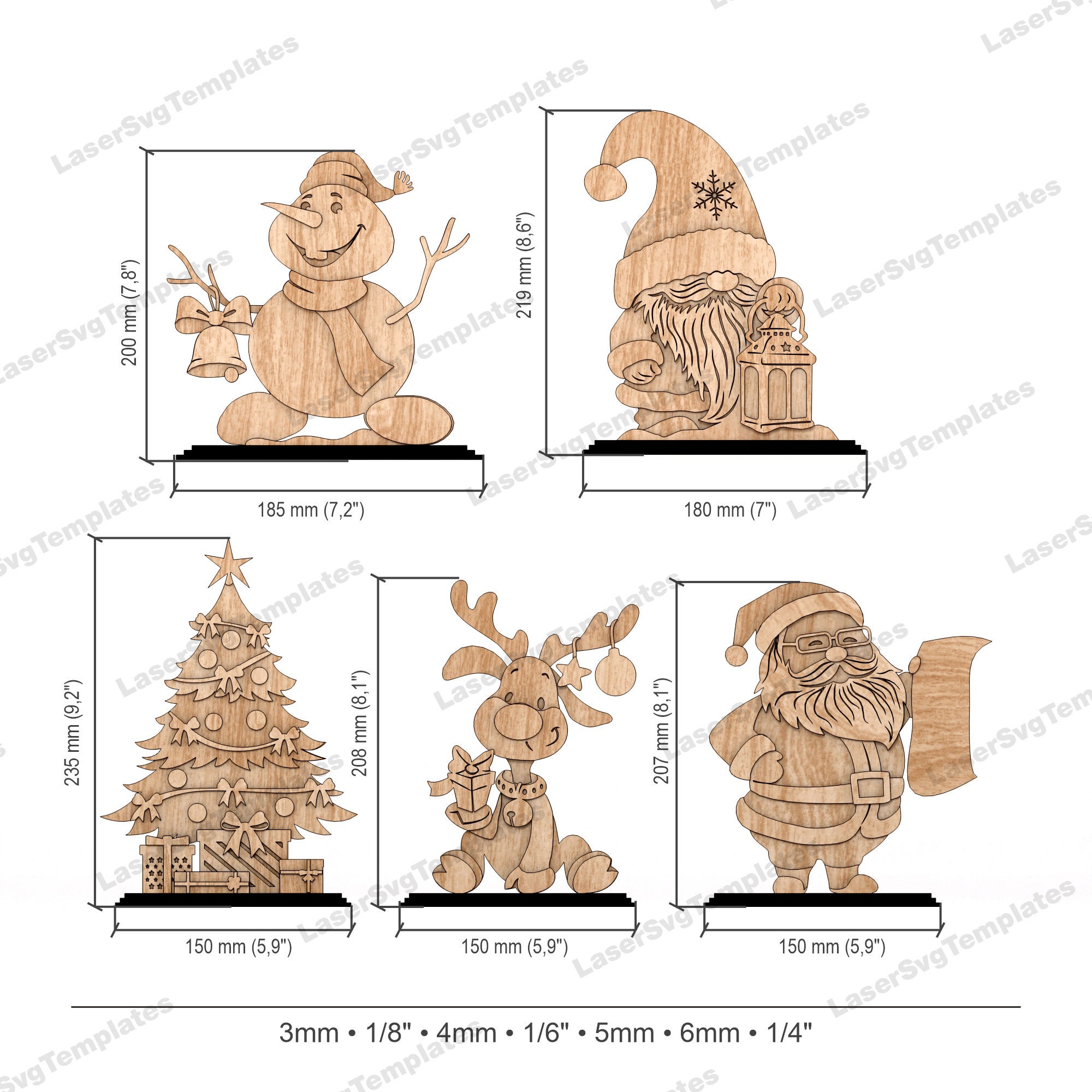Laser Cut Christmas Standing Santa Reindeer Gnome Table Decoration Svg ...