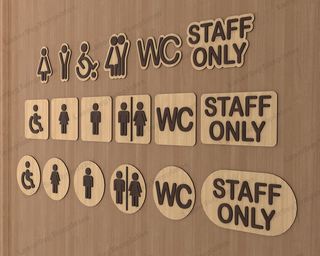 Multilayer Wc Toilet Door Sign Laser Cut Svg File Glowforge 3D Wooden ...