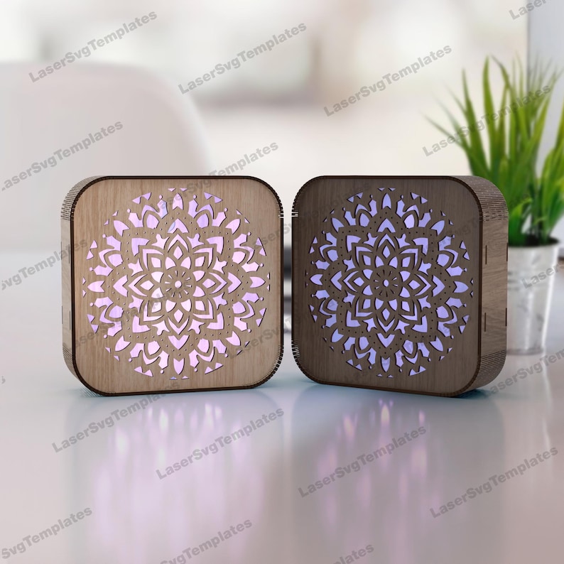 Geometry Night Light Lamp Laser Cut Svg File Glowforge Wooden Square ...
