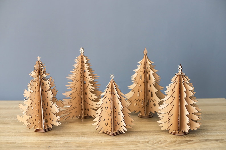 5 Standing Christmas Tree SVG Laser Cut 3D Tabletop Winter Decor - Etsy