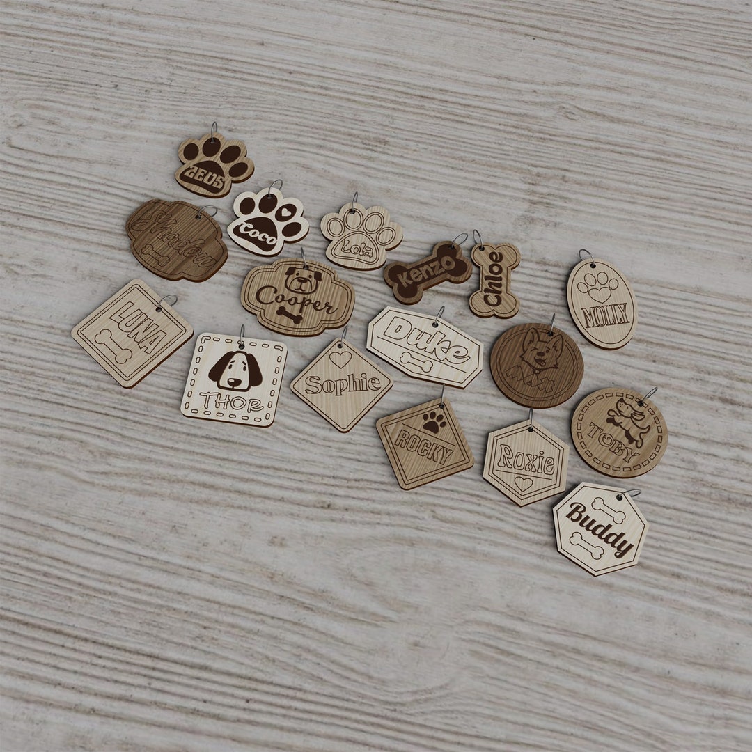 Laser Cut Dog Keychains Svg Bundle Glowforge Pet Sign Keychain Set Svg ...