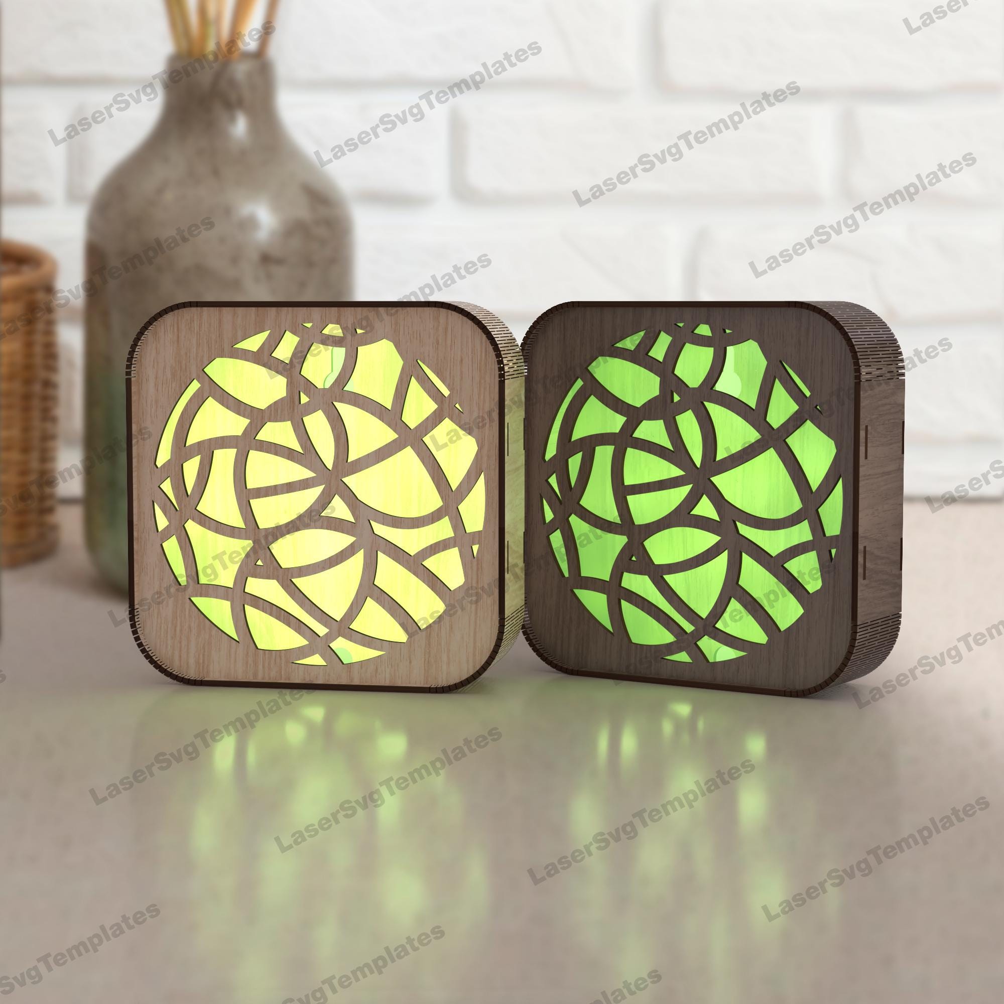 Geometry Night Light Lamp Laser Cut Svg File Glowforge Wooden Square ...