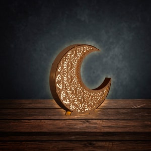 Laser Cut Moon Night Light Lamp Svg Template Glowforge Decorative Moon ...