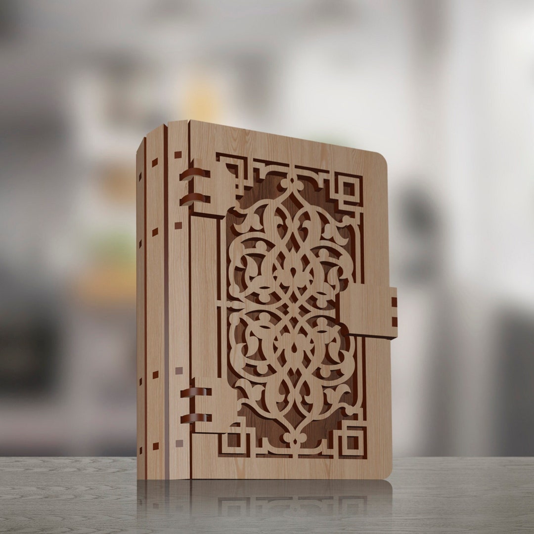 Laser Cut Wooden Book Box Svg Template Glowforge Book Box Cnc Vector ...