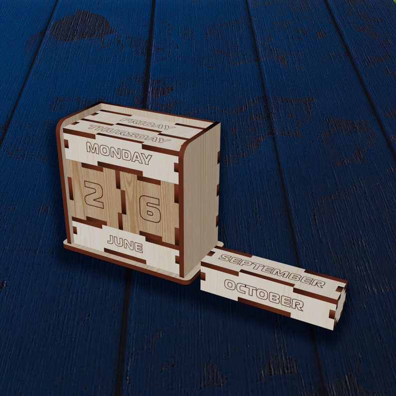 Laser Cut Perpetual Calendar Svg Template Glowforge Table - Etsy