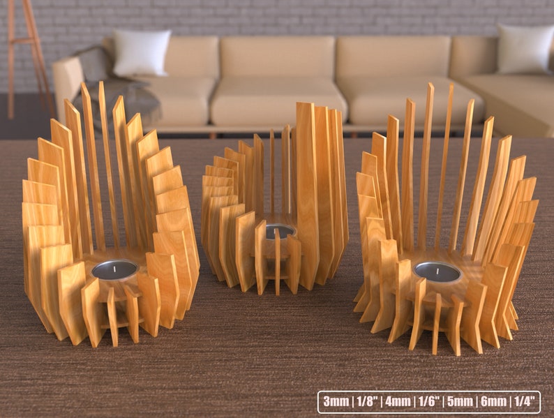 Laser Cut Candlestick Bundle Svg Template Glowforge Wooden Candle ...