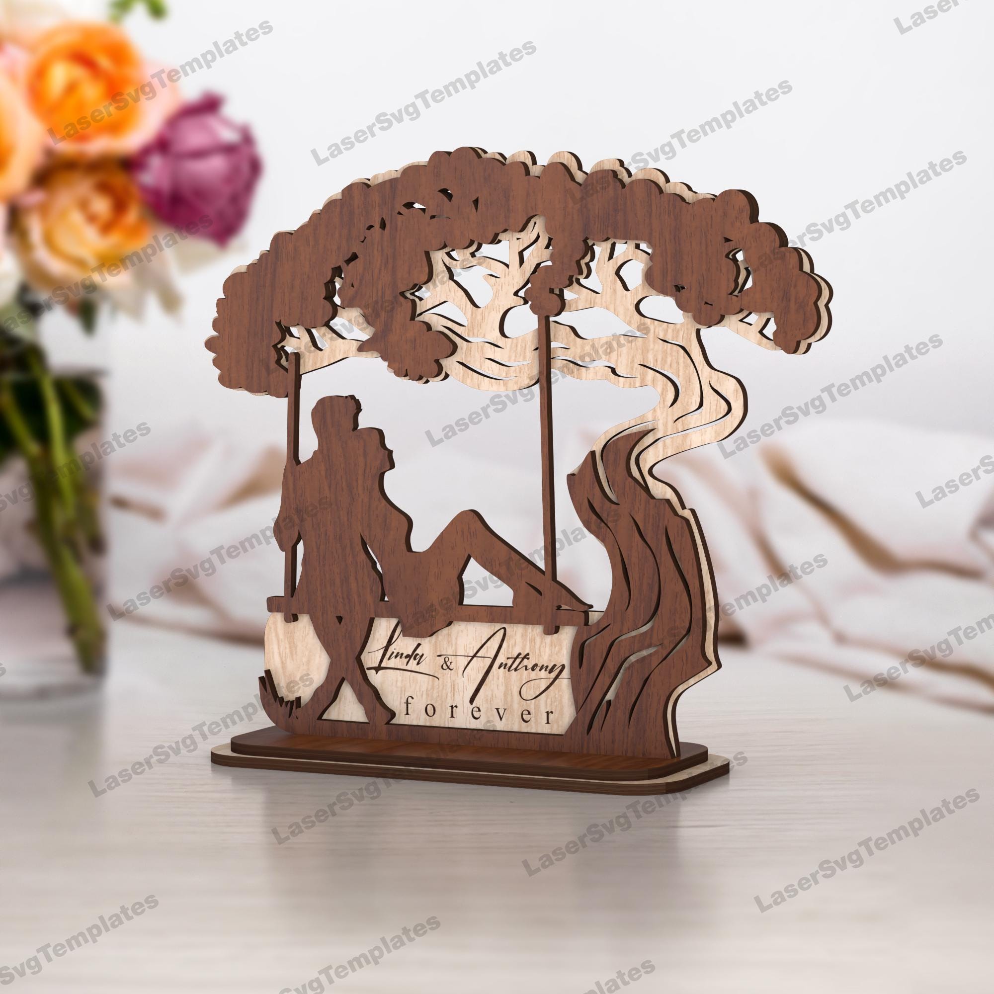 Laser Cut Wedding Romantic Couple Decoration Svg Template Glowforge ...