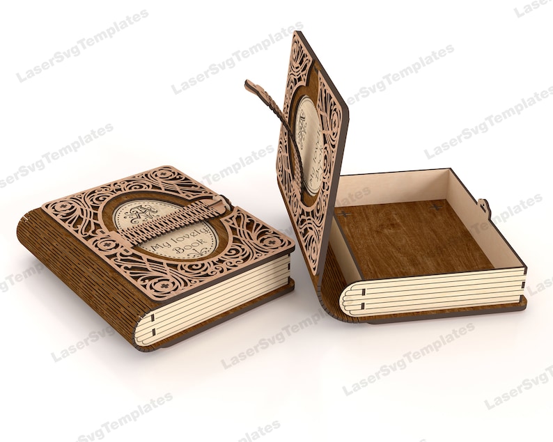 Wooden Gift Book Box Laser Cut Svg File Glowforge Decorative Book Box ...