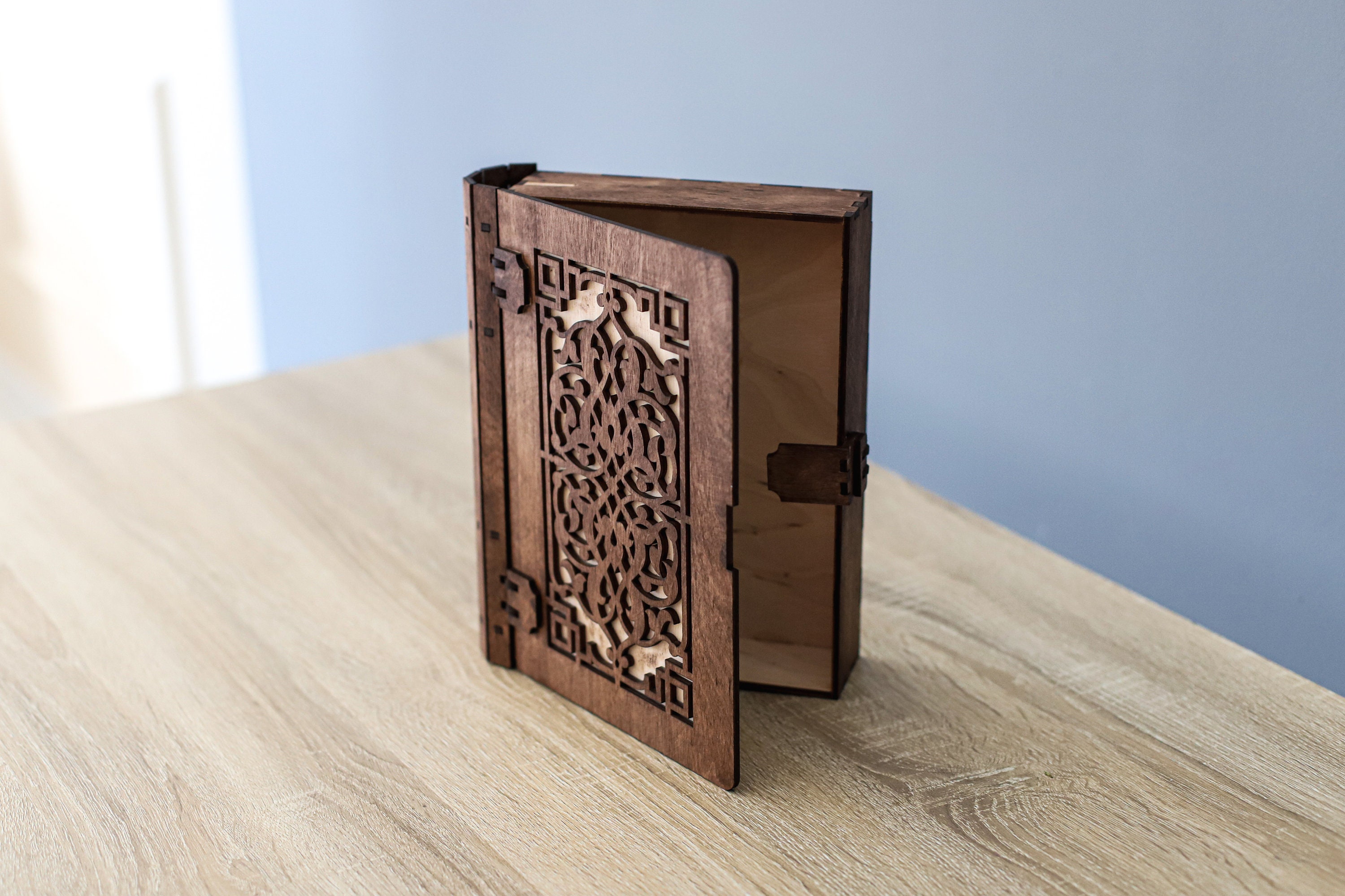Wooden Book Box SVG Laser Cut 3 Sizes Ornate Medieval Keepsake Jewelry ...
