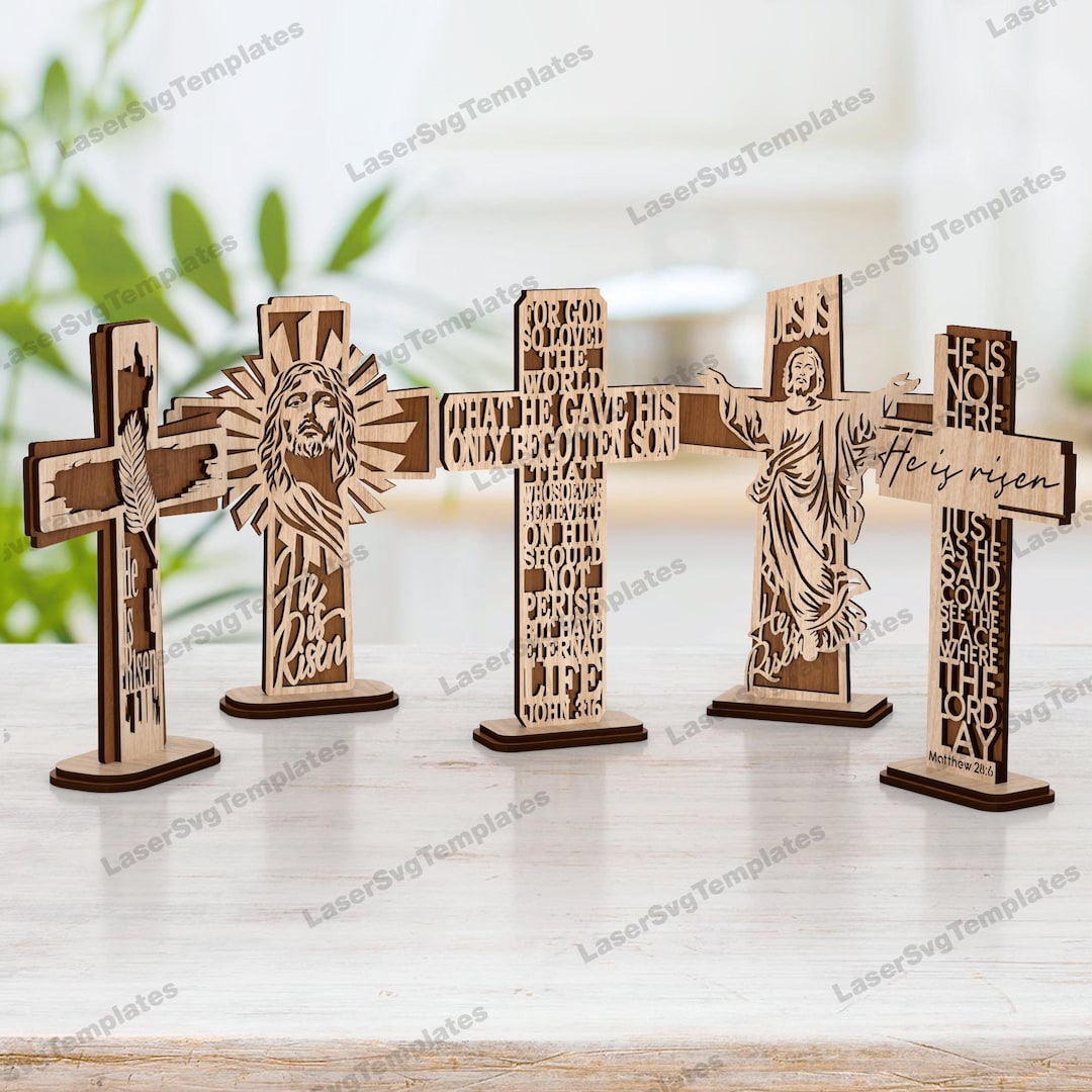 Stand Easter Cross 5 Bundle Laser Cut Svg File Glowforge Multilayer ...