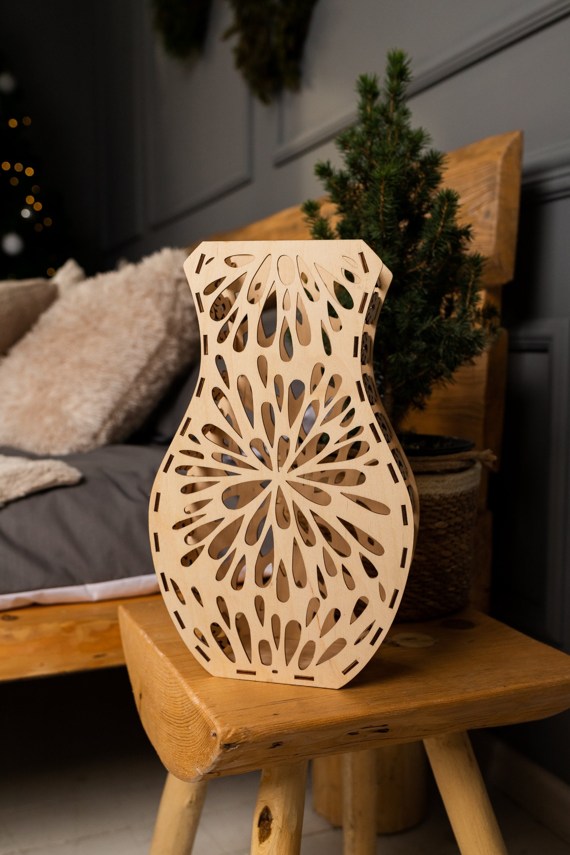 Wooden Flowers Vase Svg Laser Cut File Glowforge Vase Decor - Etsy