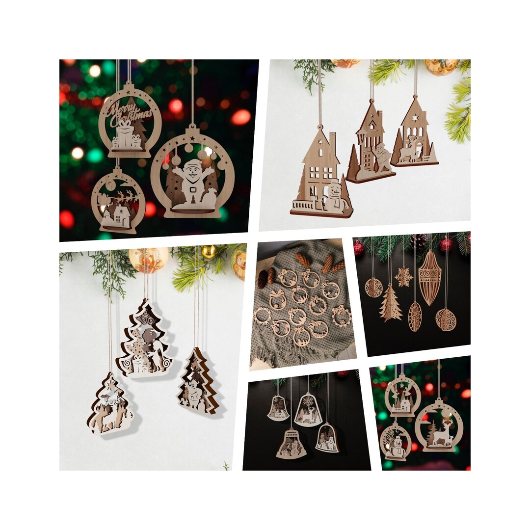Christmas Tree 3D Ornaments 36 Bundle Svg Laser Cut File Glowforge ...