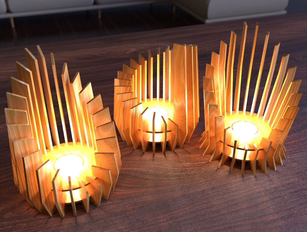 Laser Cut Candlestick Bundle Svg Template Glowforge Wooden Candle ...