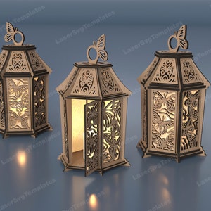 Decorative Butterfly Lantern Laser Cut Svg File Glowforge Butterfly ...