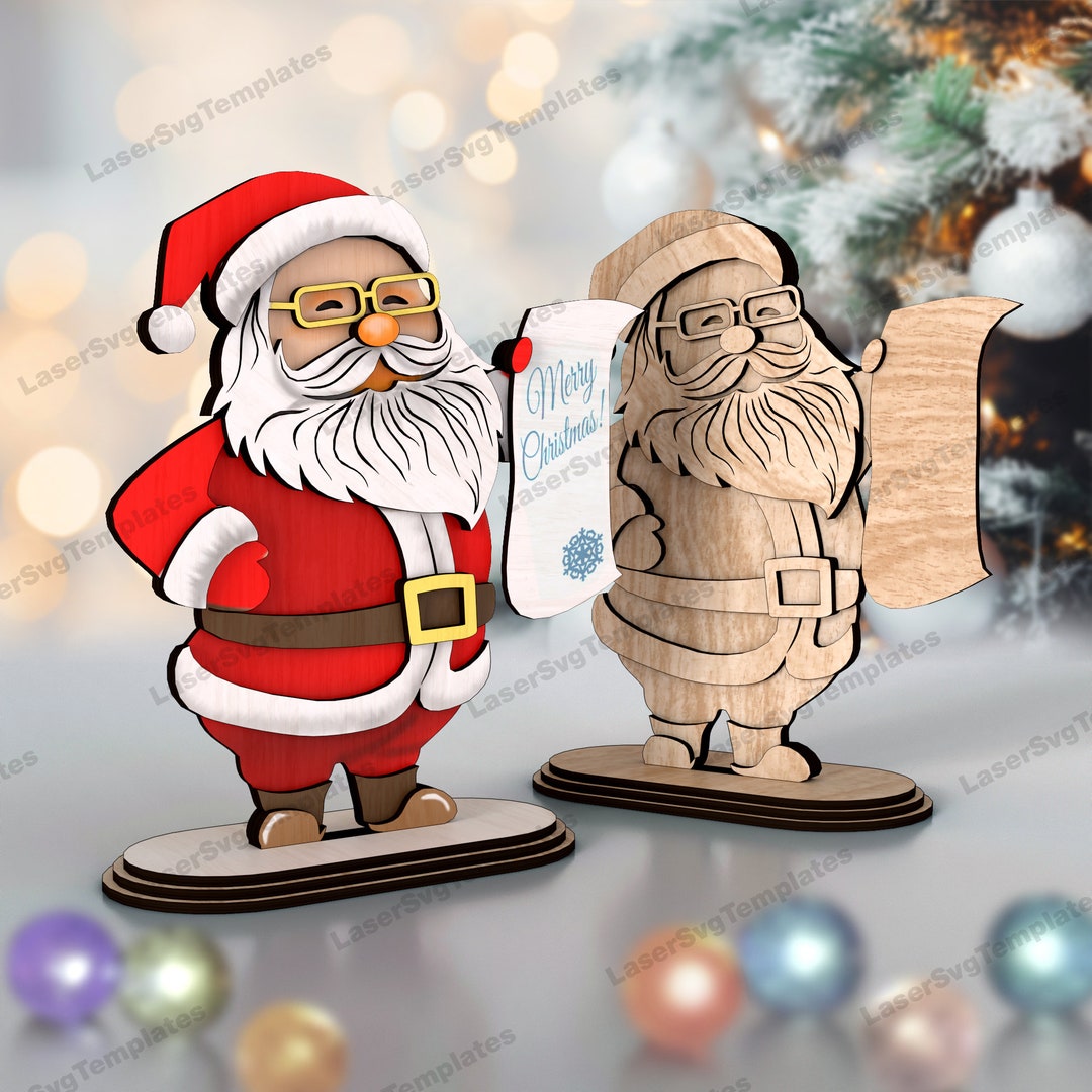 Christmas Standing Santa Decoration Svg Laser Cut File Glowforge ...