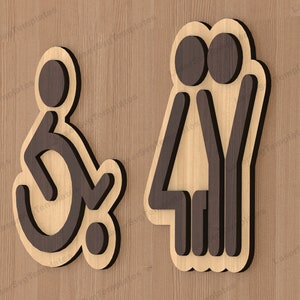 Multilayer Wc Toilet Door Sign Laser Cut Svg File Glowforge 3D Wooden ...